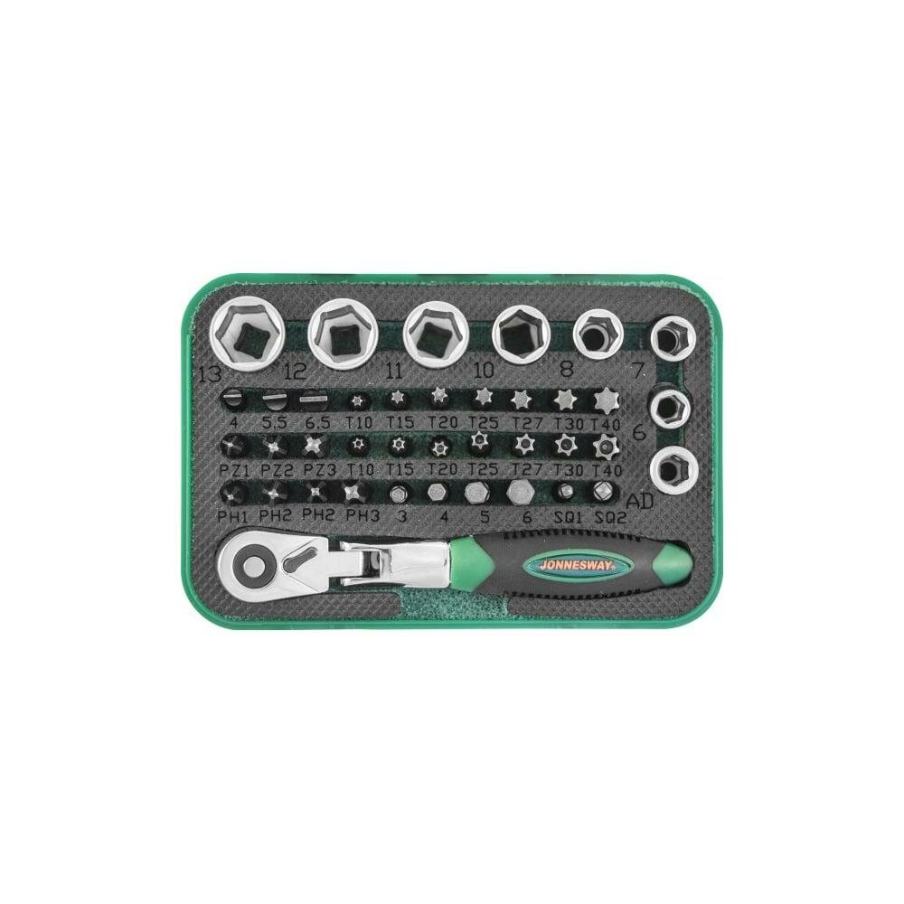 Набор торцевых головок, вставок-бит с трещоточной рукояткой (1/4; 40 предметов) Jonnesway RD02040S 49305