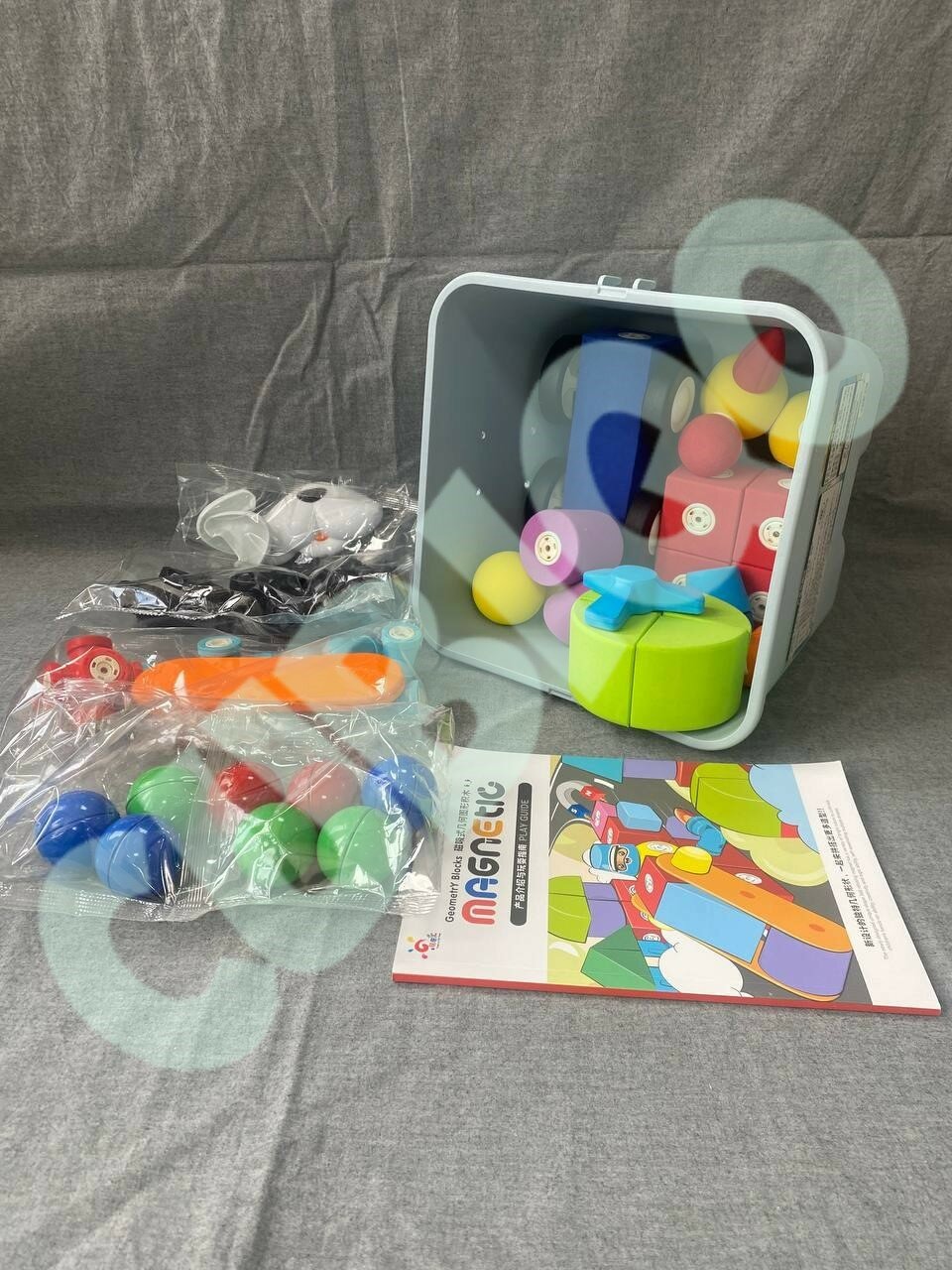 Магнитный конструктор Tong Le Hui "Геометрические Блоки", EVA, 54 детали