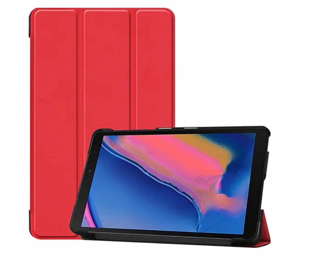 Чехол MyPads, для Samsung Galaxy Tab A, красный, кожаный, на магните, красный