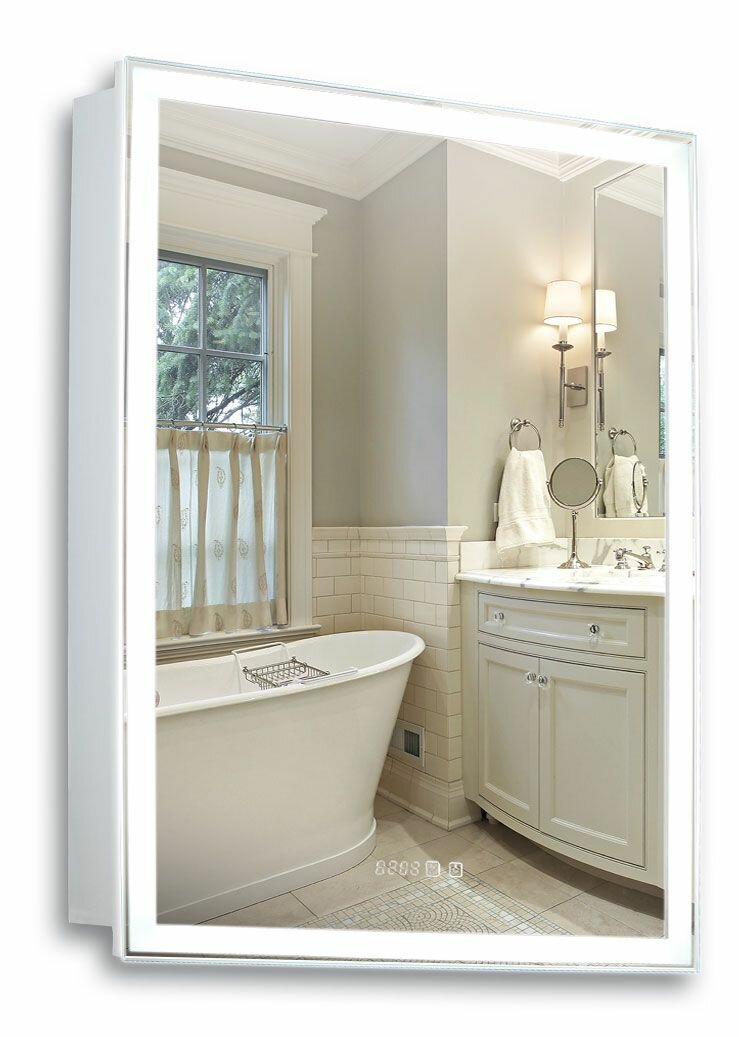 Зеркало-шкаф Azario Киото 60 600*800 (LED-00002358) подсветка+диммер+сенсорный выключатель+часы