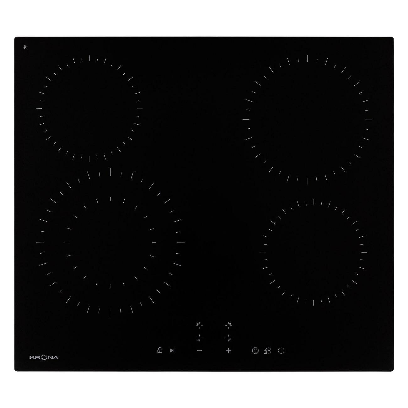 Варочная панель стеклокерамическая Krona ZAUBER 60 BL 1DZTK / Черная / Зона расширения / Таймер / Блокировка