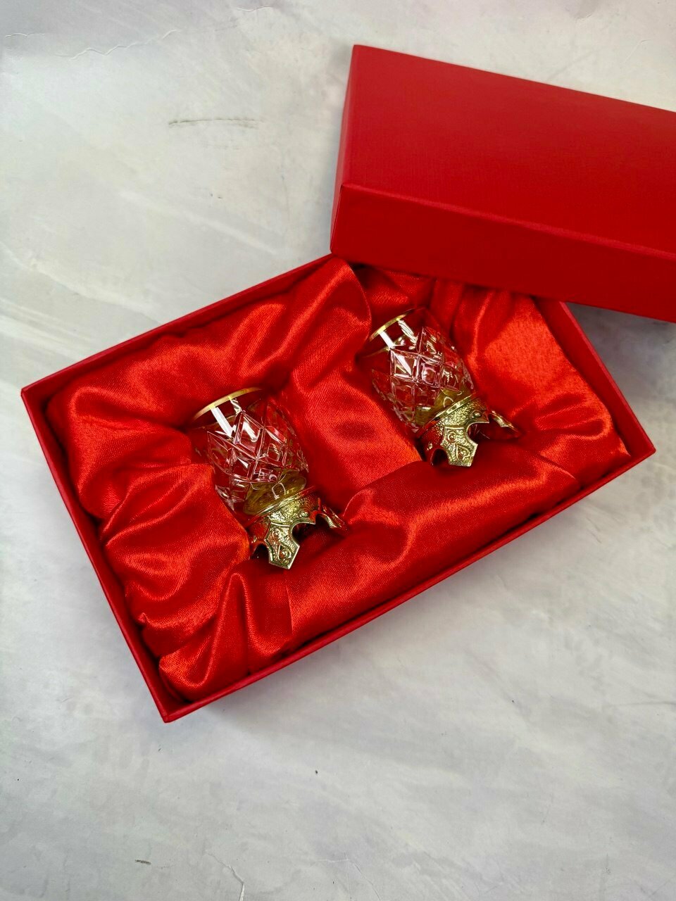 Хрустальные стопки перевертыши Корона в подарочной упаковке