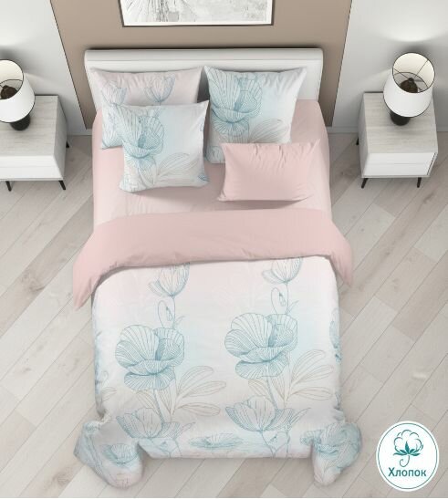 Постельное белье 2-спальное Перкаль (наволочки 70х70 2 шт.) Floral 1 роз 2800ПН