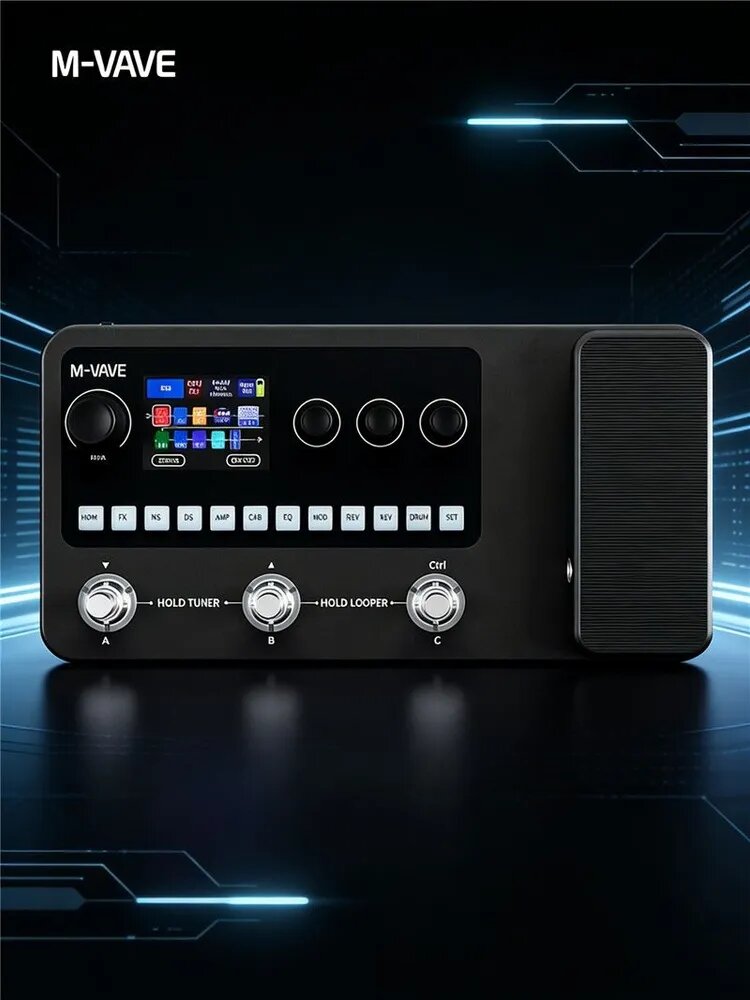M-VAVE MK20 - процессор эффектов для гитары и баса. Мультиэффекты с ANN моделированием:10 модулей,320 эффектов,120 усилителей. 20с лупер,128 барабанных паттернов. Для студии, сцены и репетиций.