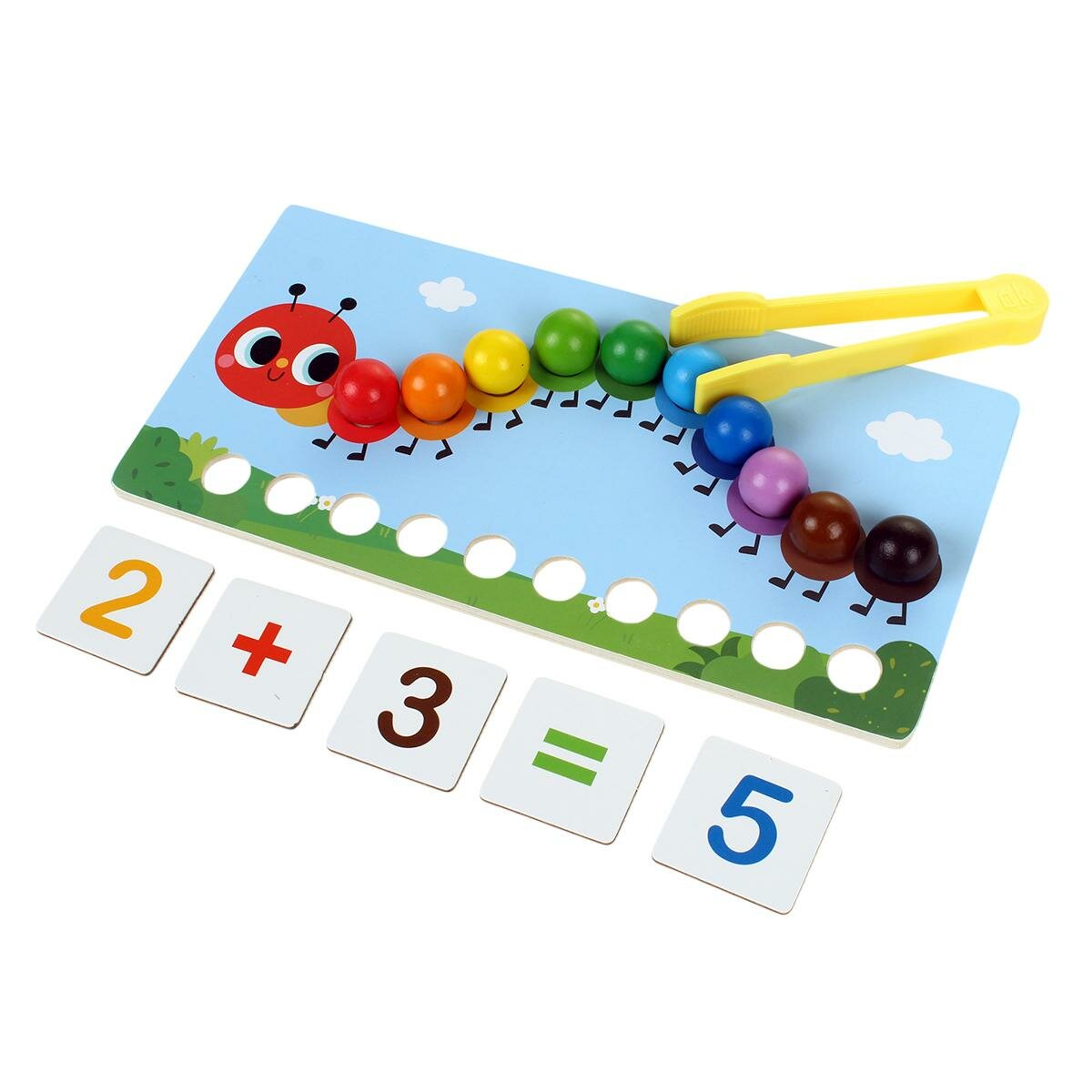 Игрушка развивающая 'Caterpillar Learns Math', дерево, 24х13х4см, для счета и моторики