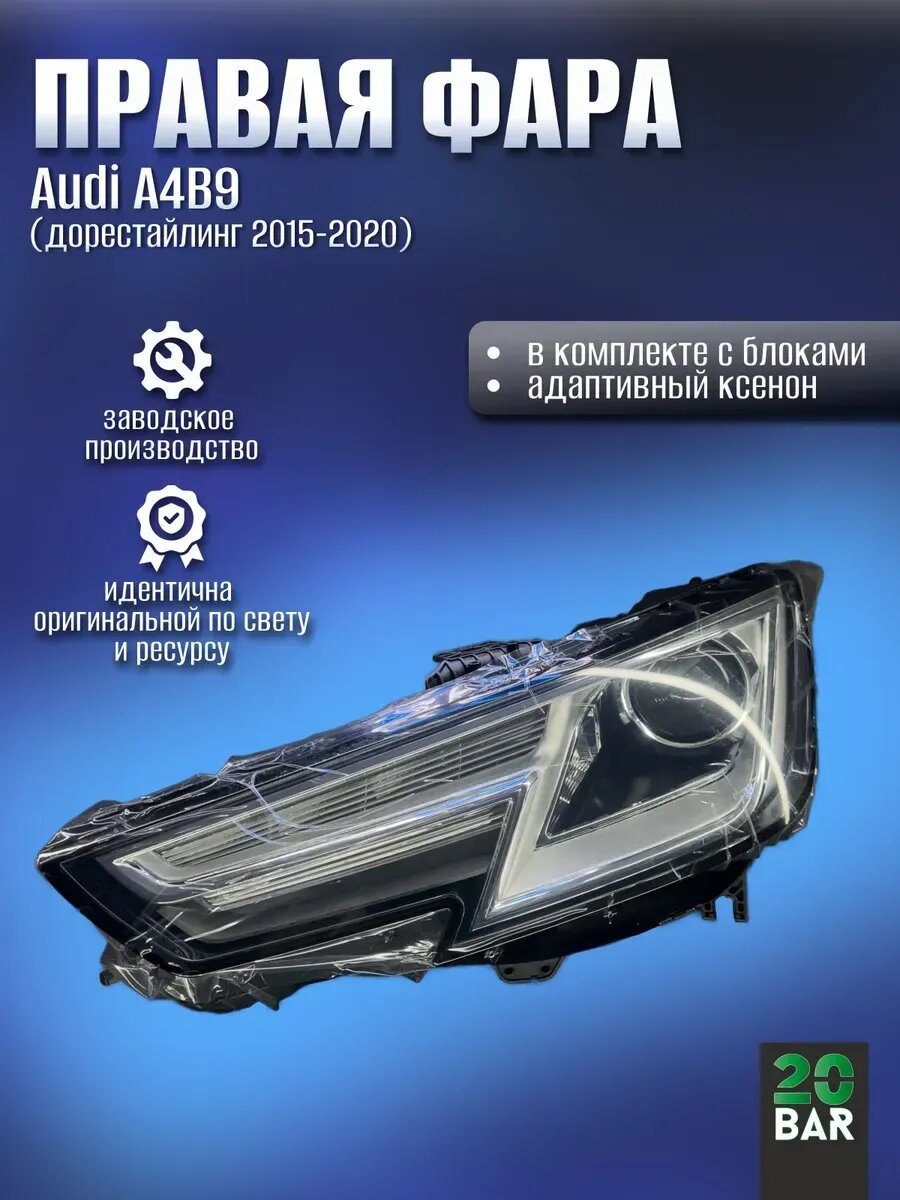 Фара передняя левая Audi A4 B9 дорестайлинг 2015-2020
