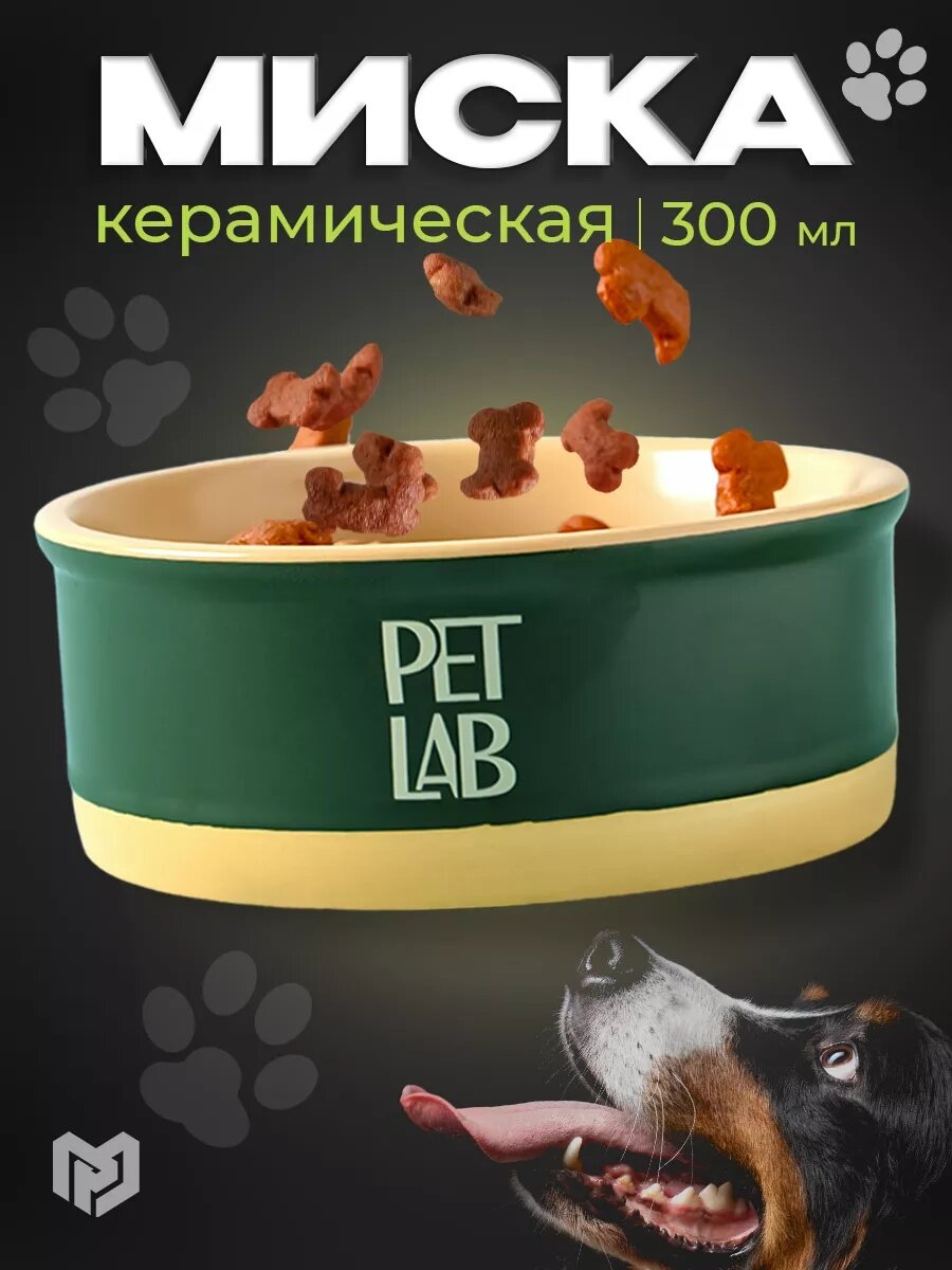 Керамическая миска, 300 мл, 13,5 х 5,5 см, изумрудная, для кошек и собак