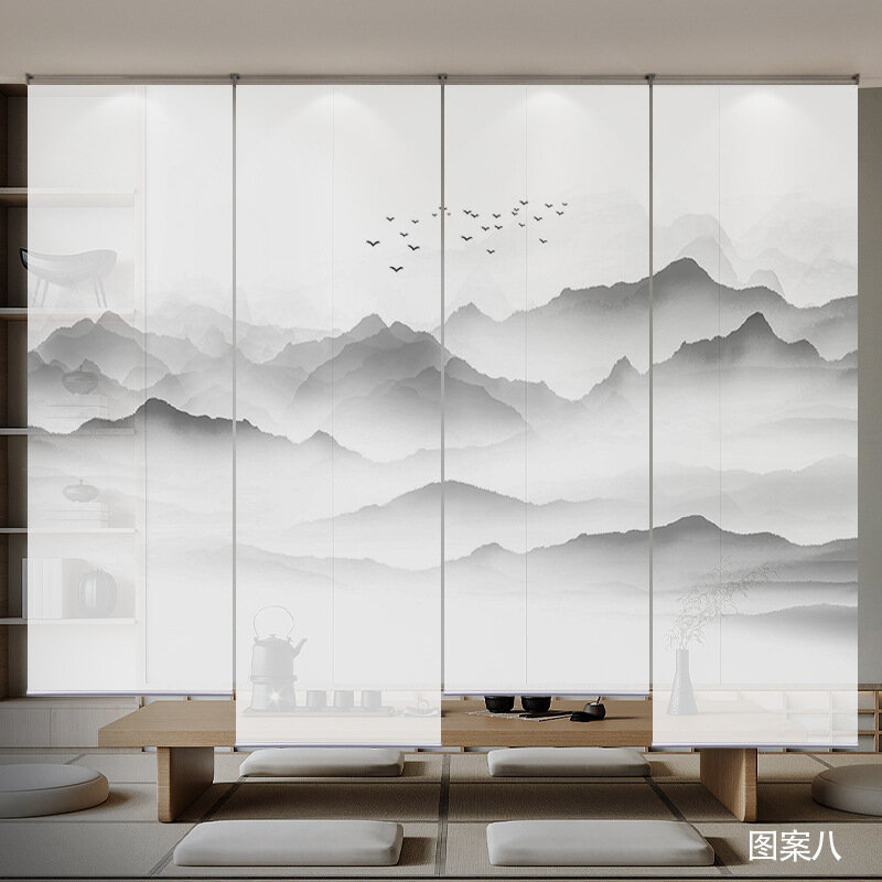 Новая перегородка в китайском стиле, полупрозрачная подвесная штора, электрический интеллектуальный подъемник, декоративная ширма для прихожей гостиной, рулонная штора.