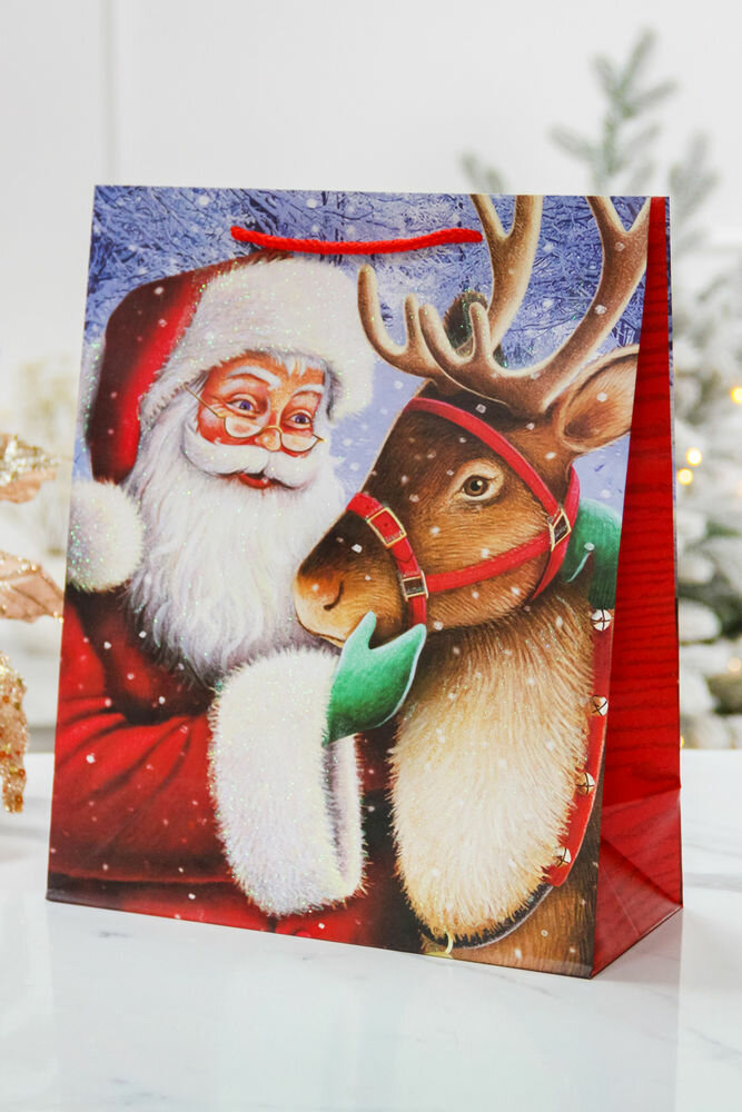 Подарочный пакет баббо натале (с оленем), 33х27 см, Дю Эссе Кристмас (Due Esse Christmas) (V3-1804)V1-1904-2