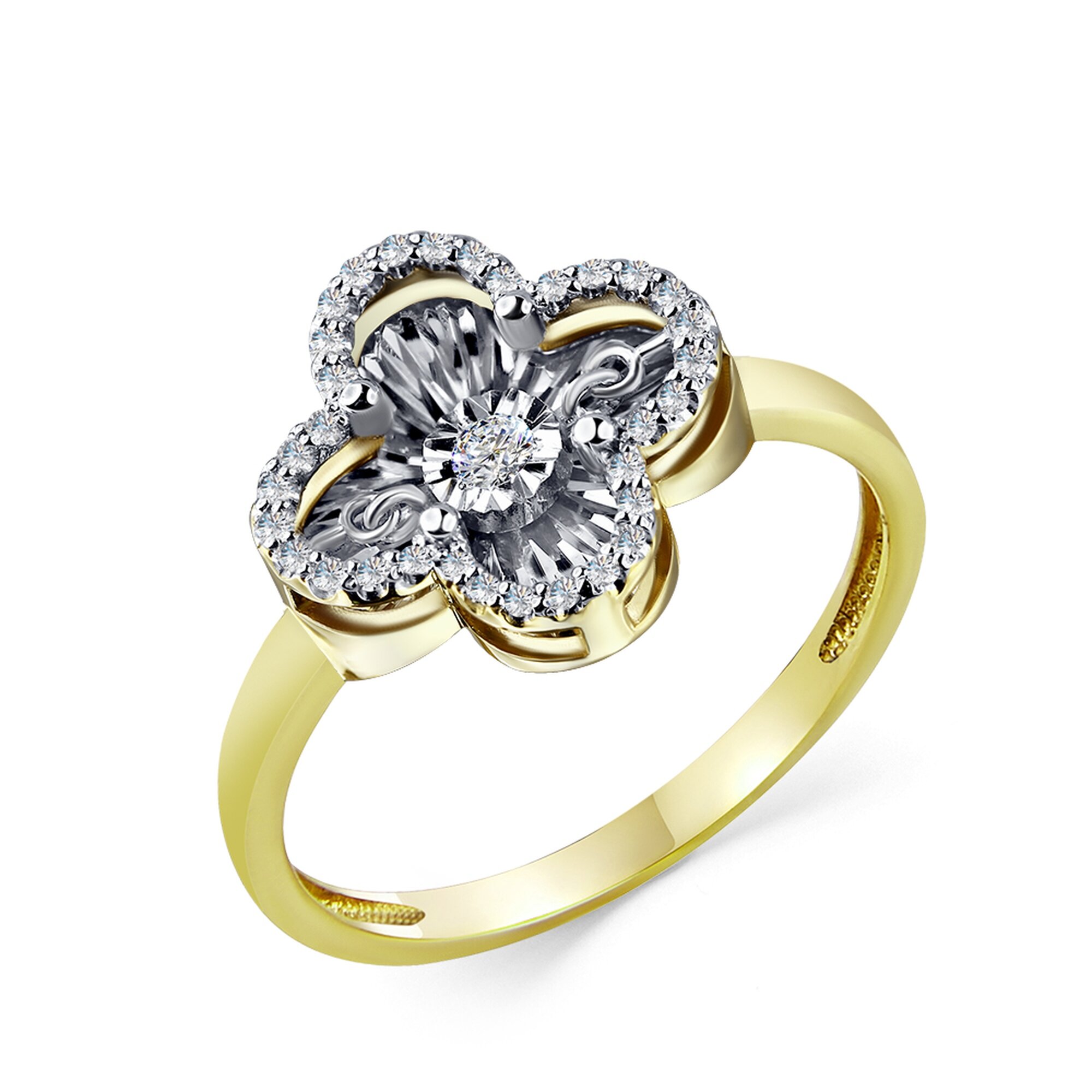 Кольцо, желтое золото, 585 проба, бриллиант