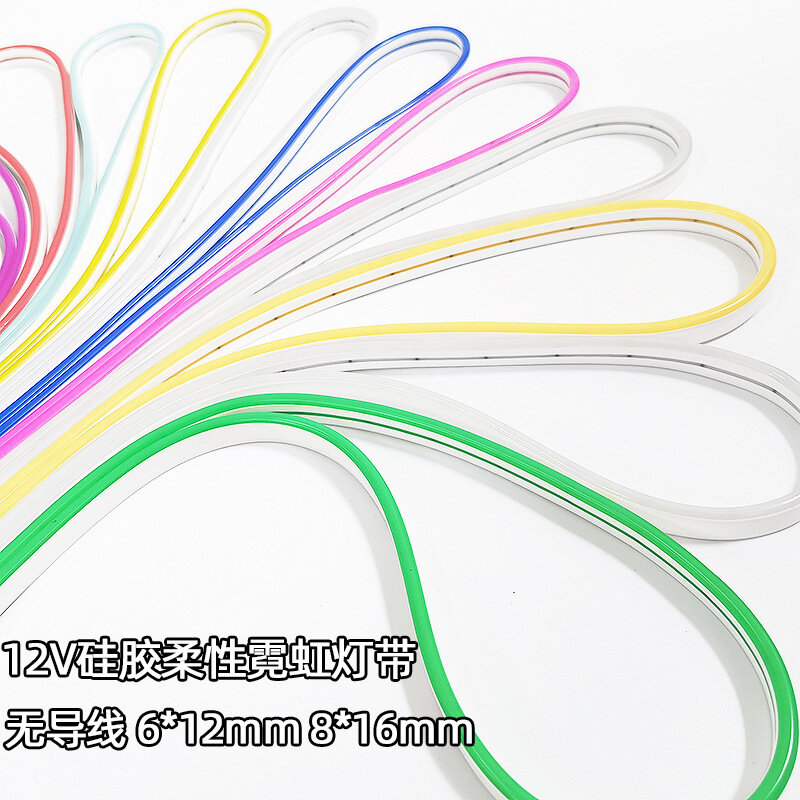 Водонепроницаемая гибкая светодиодная неоновая лента 12В силиконовая 8x16мм фиолетовый свет для наружной рекламной