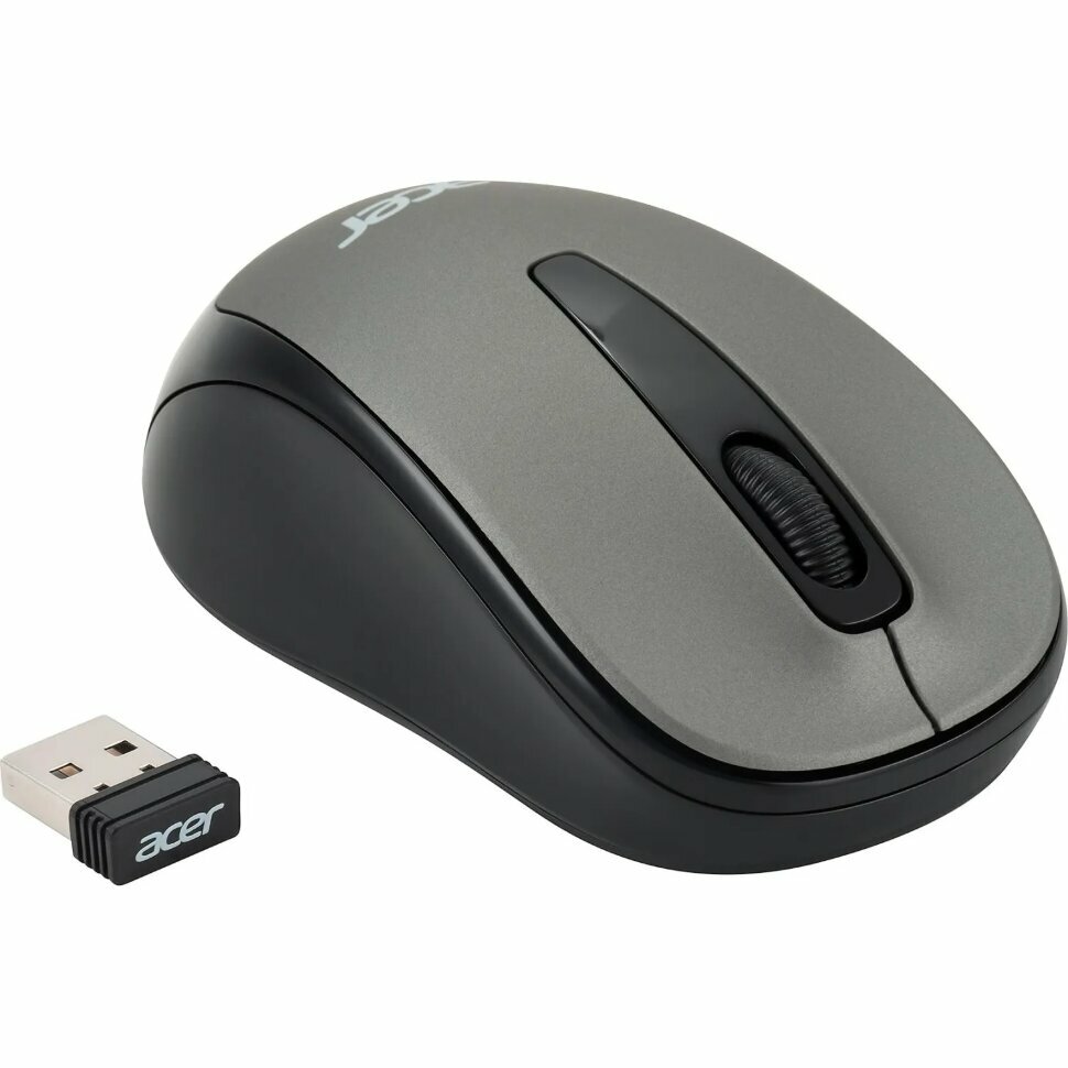 Мышь компьютерная Acer OMR134 серый оптичес. 1000dpi/2but беспровод. USB, 2012564