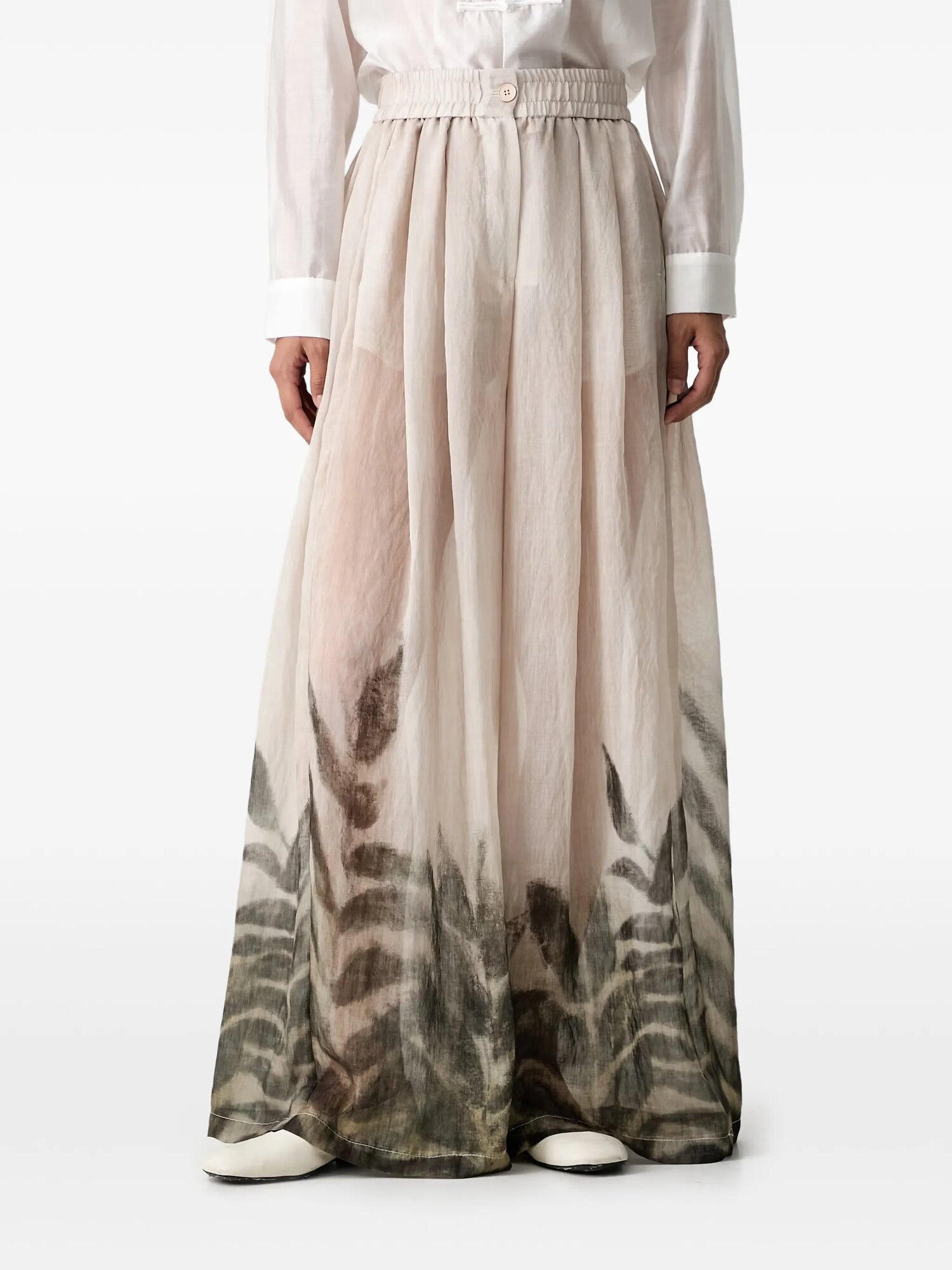 Брюки Leaf-print palazzo pants