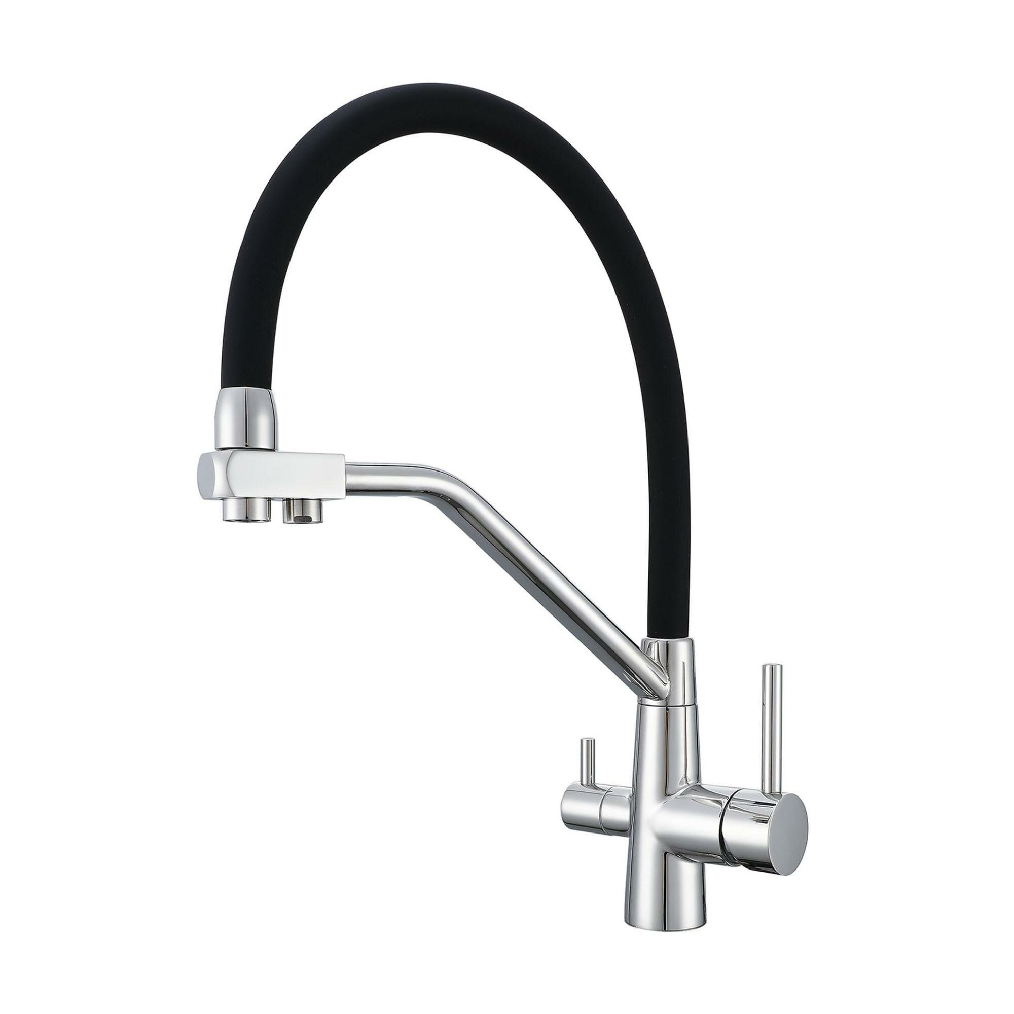 Смеситель для кухни Avrora Kitchen под фильтр, гибкий излив AV9006, черный