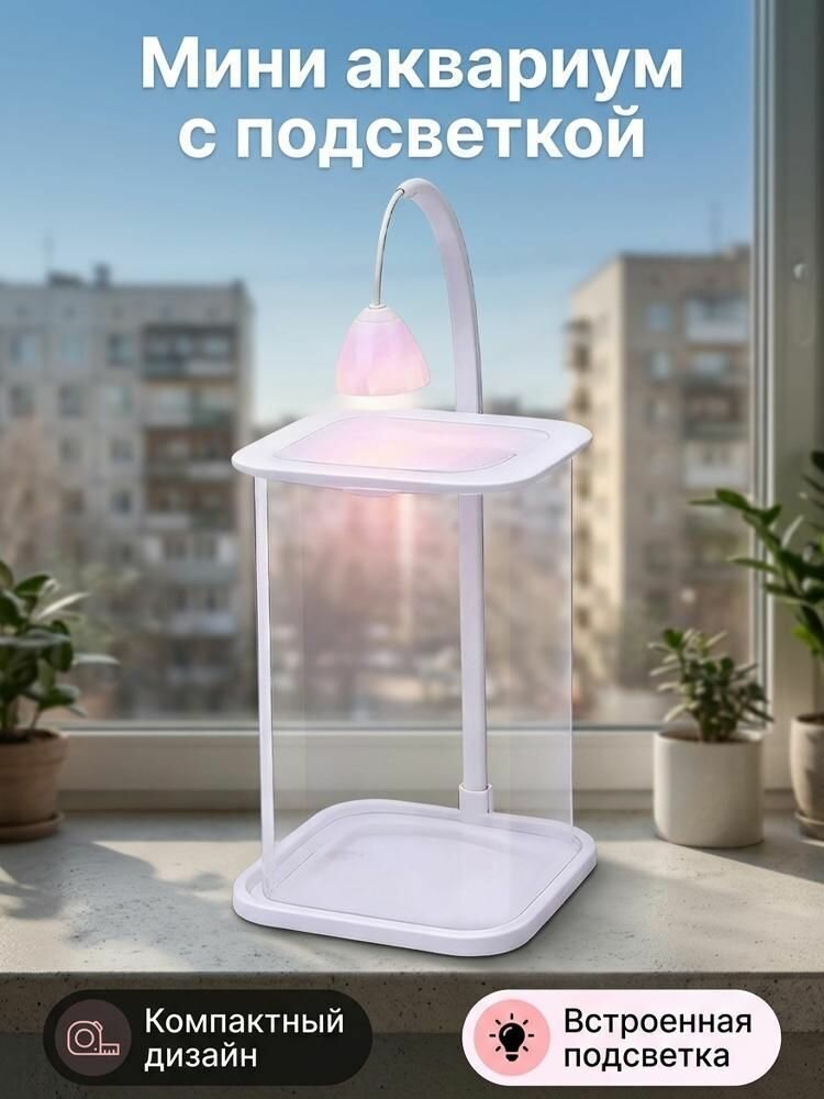 Набор аквариума для петушков "Ледяная синева" - мини-аквариум из сверхпрозрачного акриловый сверхпрозрачный акрил акриловый мини-аквариум для петушка