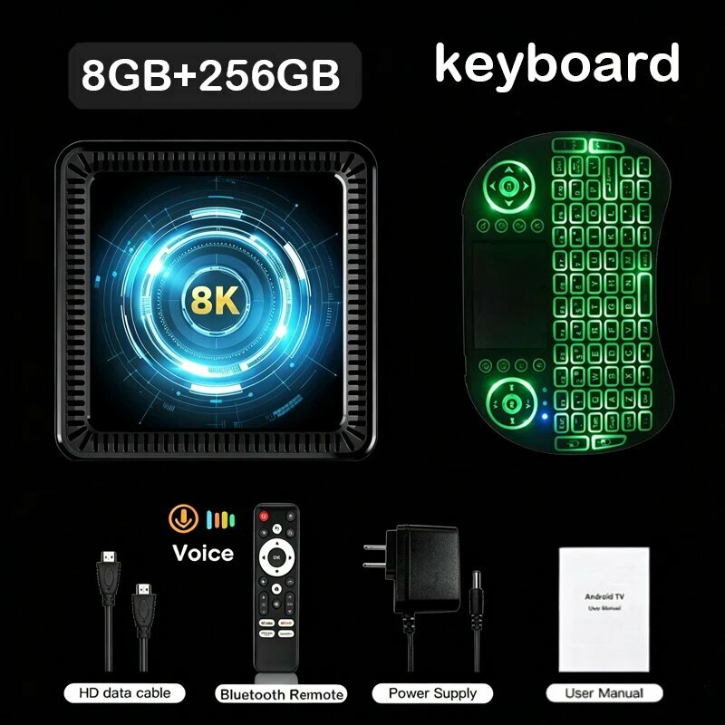 Android TV Box 8ГБ+256ГБ с клавиатурой
