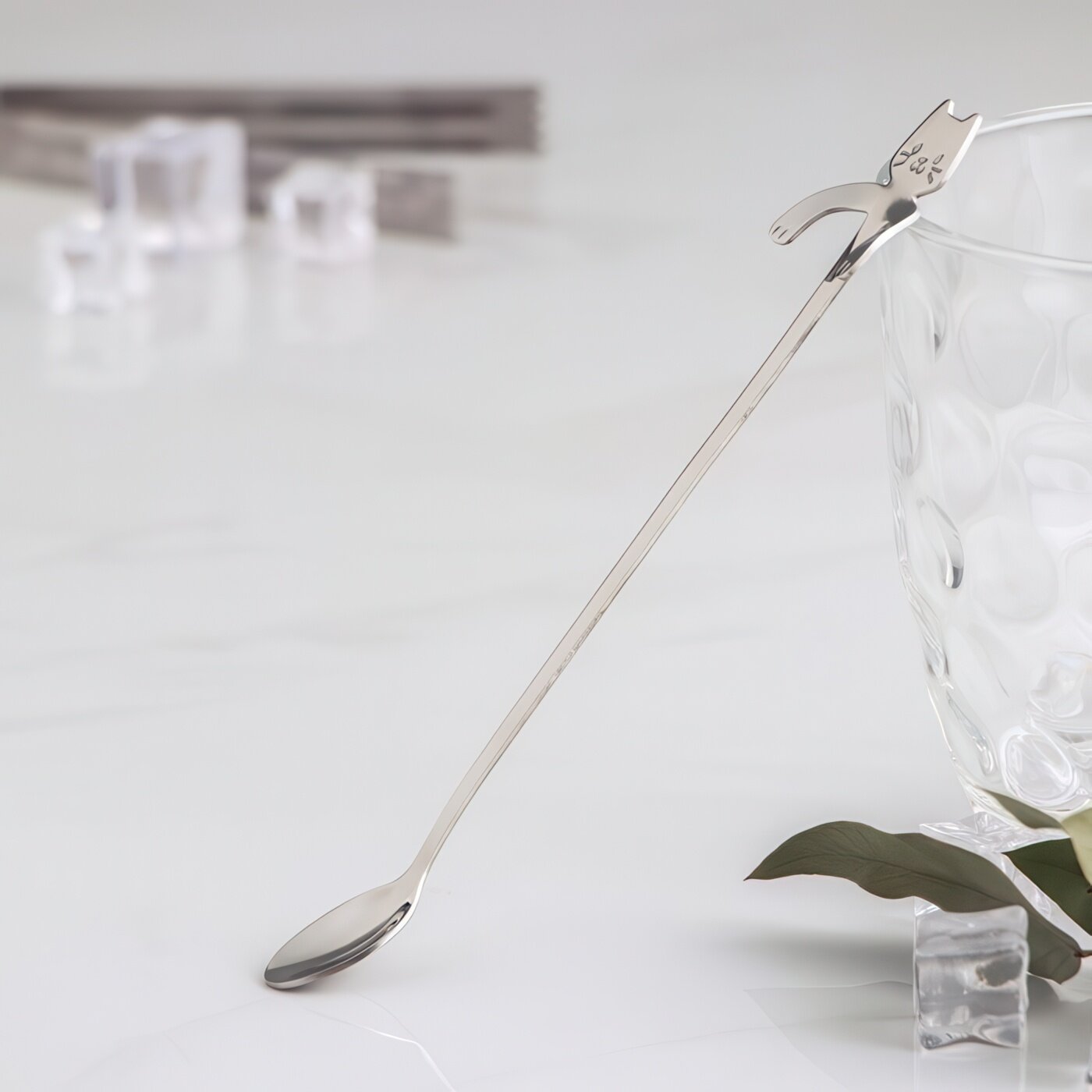 Ложка барная из нержавеющей стали Magistro «Котик», 20×3,3×1,5 см, цвет серебряный