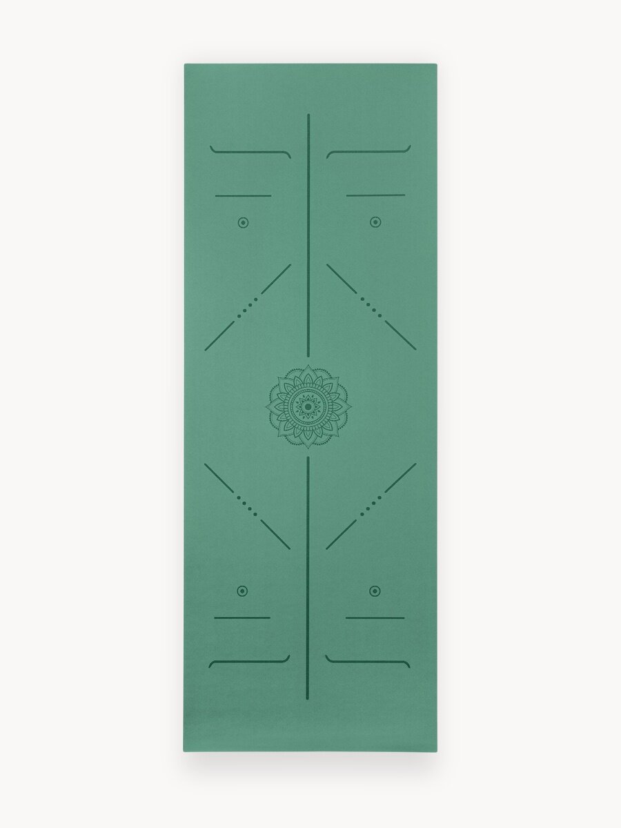 Ультрацепкий легкий 100% каучуковый коврик для йоги Mandala Travel Emerald 185*68*0,2 см нескользящий и складной