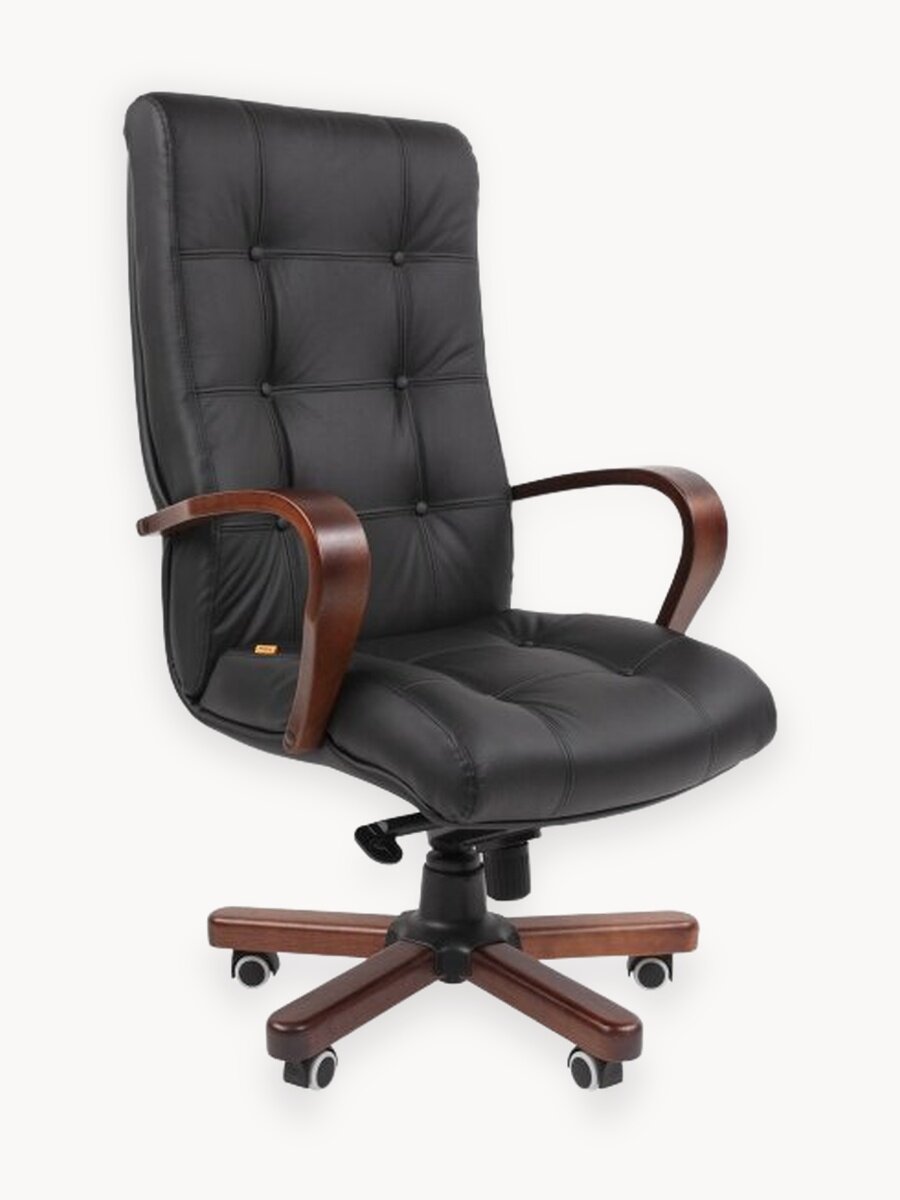 Кресло офисное Chairman 424WD Россия нат. кожа/экокожа черная (мультиблок)