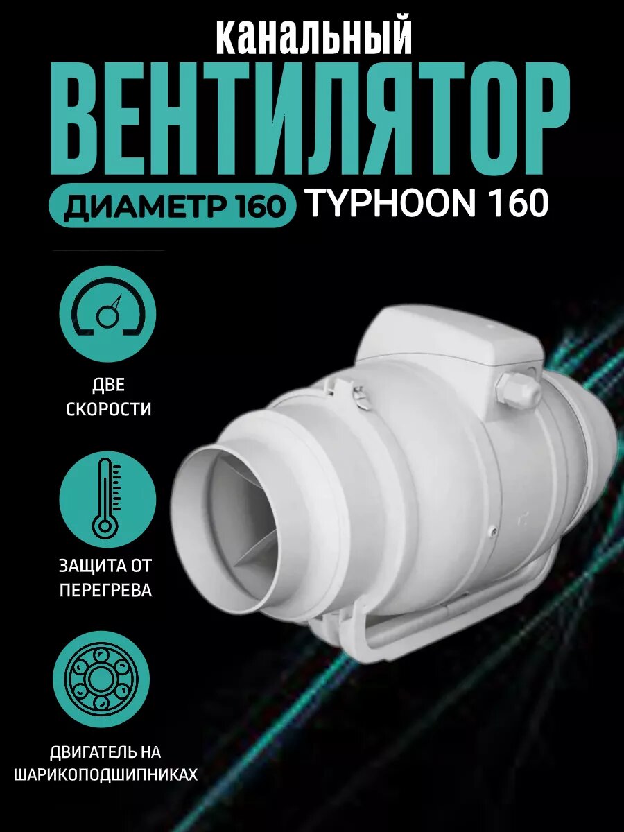 Вентилятор вытяжной канальный TYPHOON 160 мм