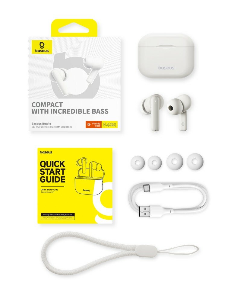 Наушники TWS Baseus Bowie E17 True Wireless Bluetooth Earphones Stellar White (A00072200223-Z1)