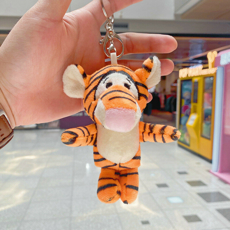 Soft tiger plush doll with keychain loop for home decor and kids use