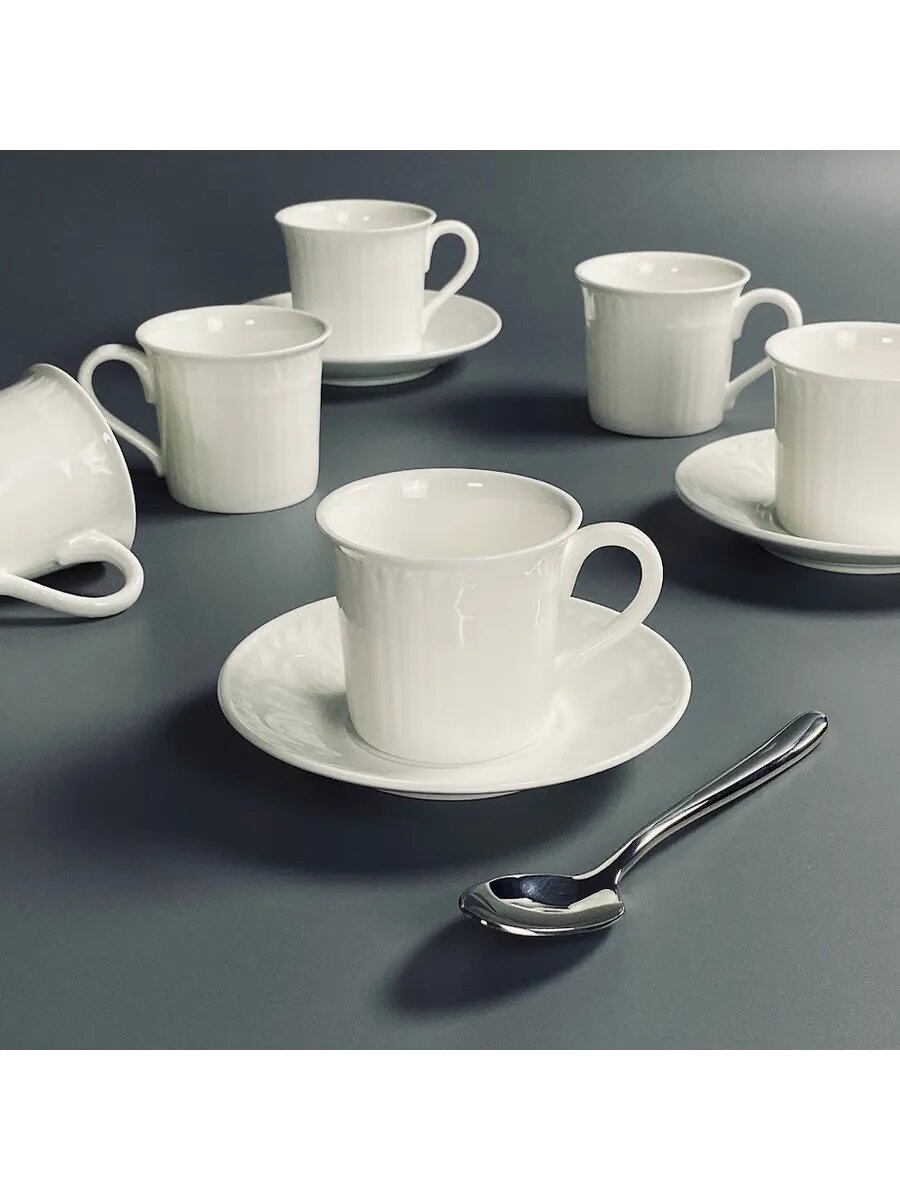 Кофейный набор на 6 персон 12 предметов Lenardi 120мл костяной фарфор