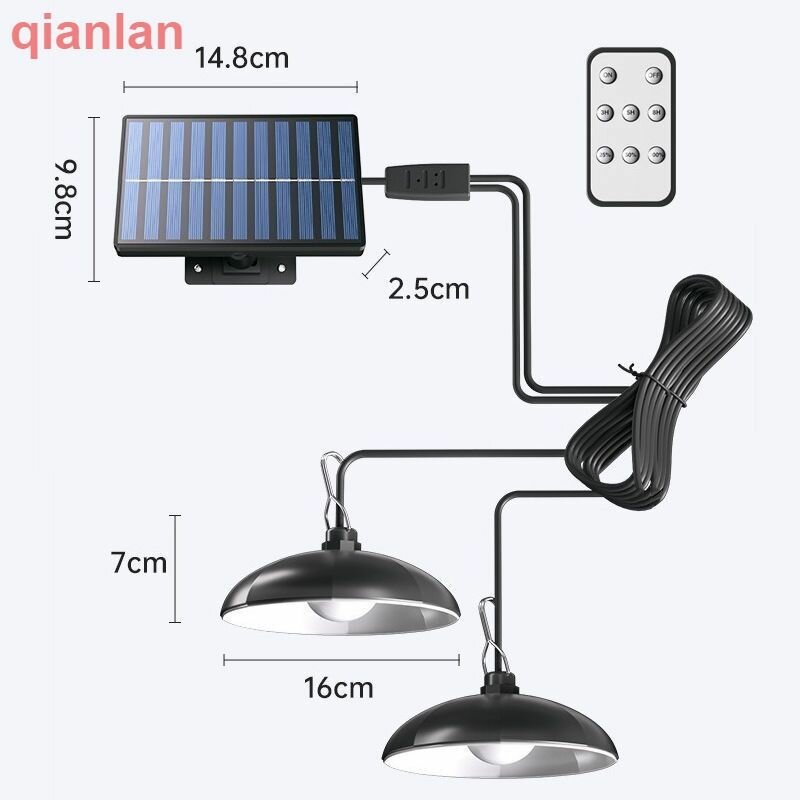 Солнечная светодиодная люстра с 2 головками и дистанционным управлением, индукционная люстра для кемпинга в современном стиле