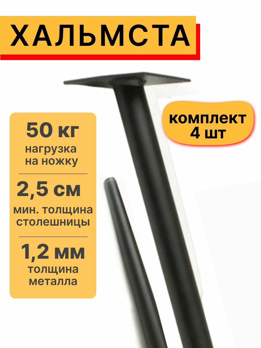 Ножка мебельная хальмста 72 см, 4 шт, черная
