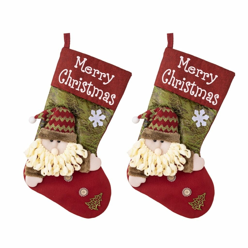 Праздничные рождественские чулки из искусственной кожи с 3D изящным мастерством, большие носки, подарочная сумка конфетами для украшения дома и офиса