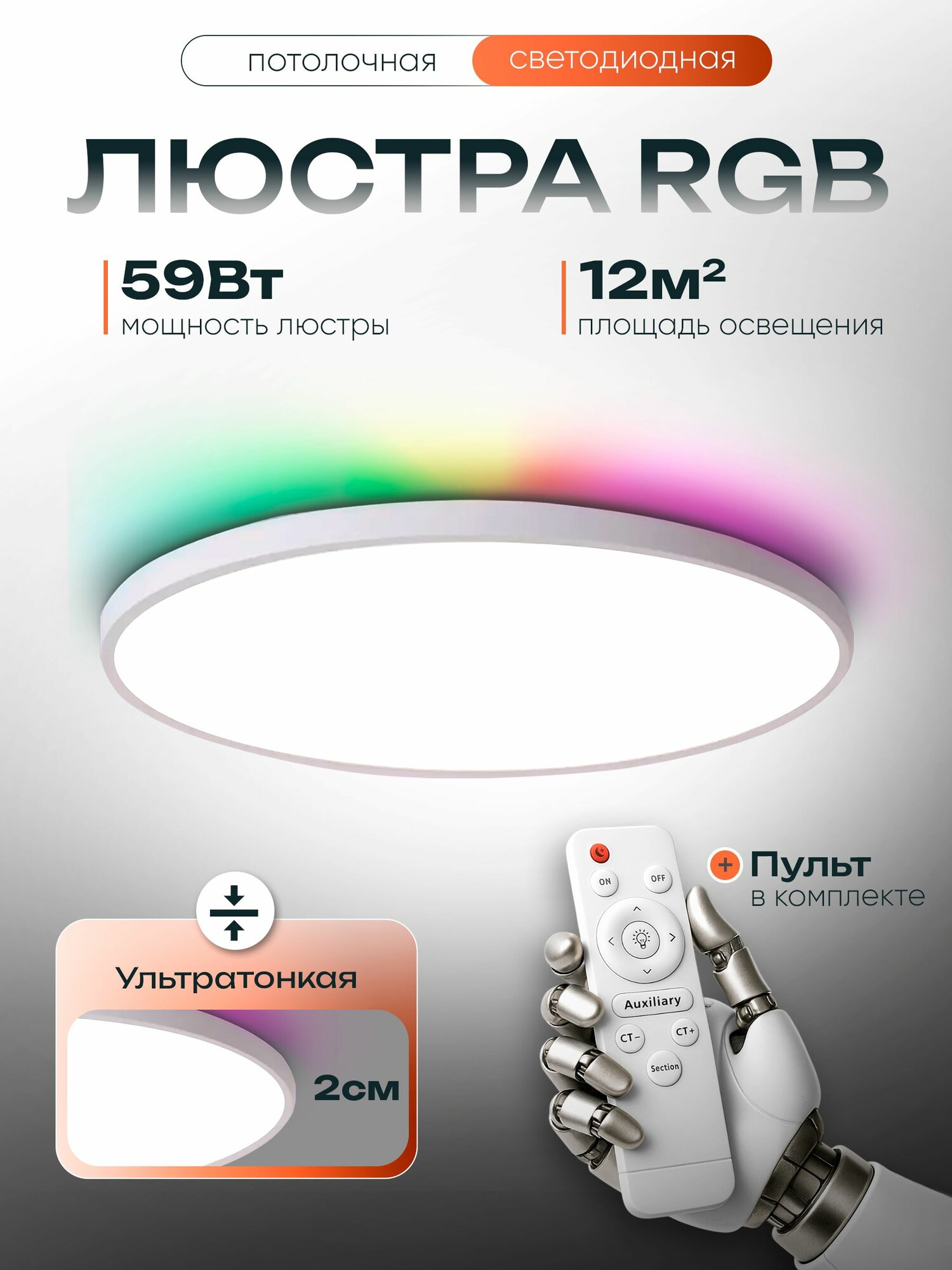 WEDO LIGHT Люстра потолочная светодиодная с пультом для спальни, кухни, гостиной