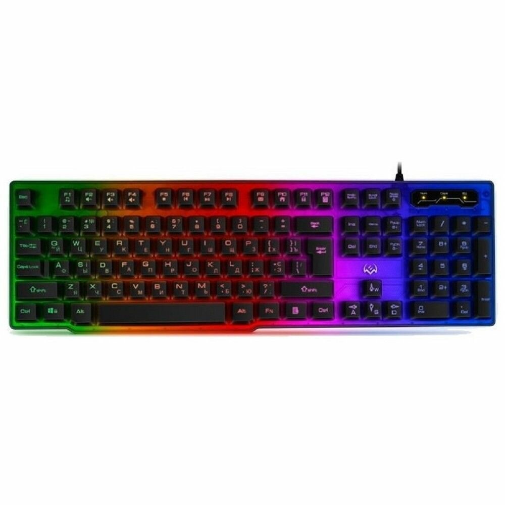 Sven Игровая клавиатура KB - G8500 104 кл, 12 Fn функций, прозрач. корп, подсв, мет. основание