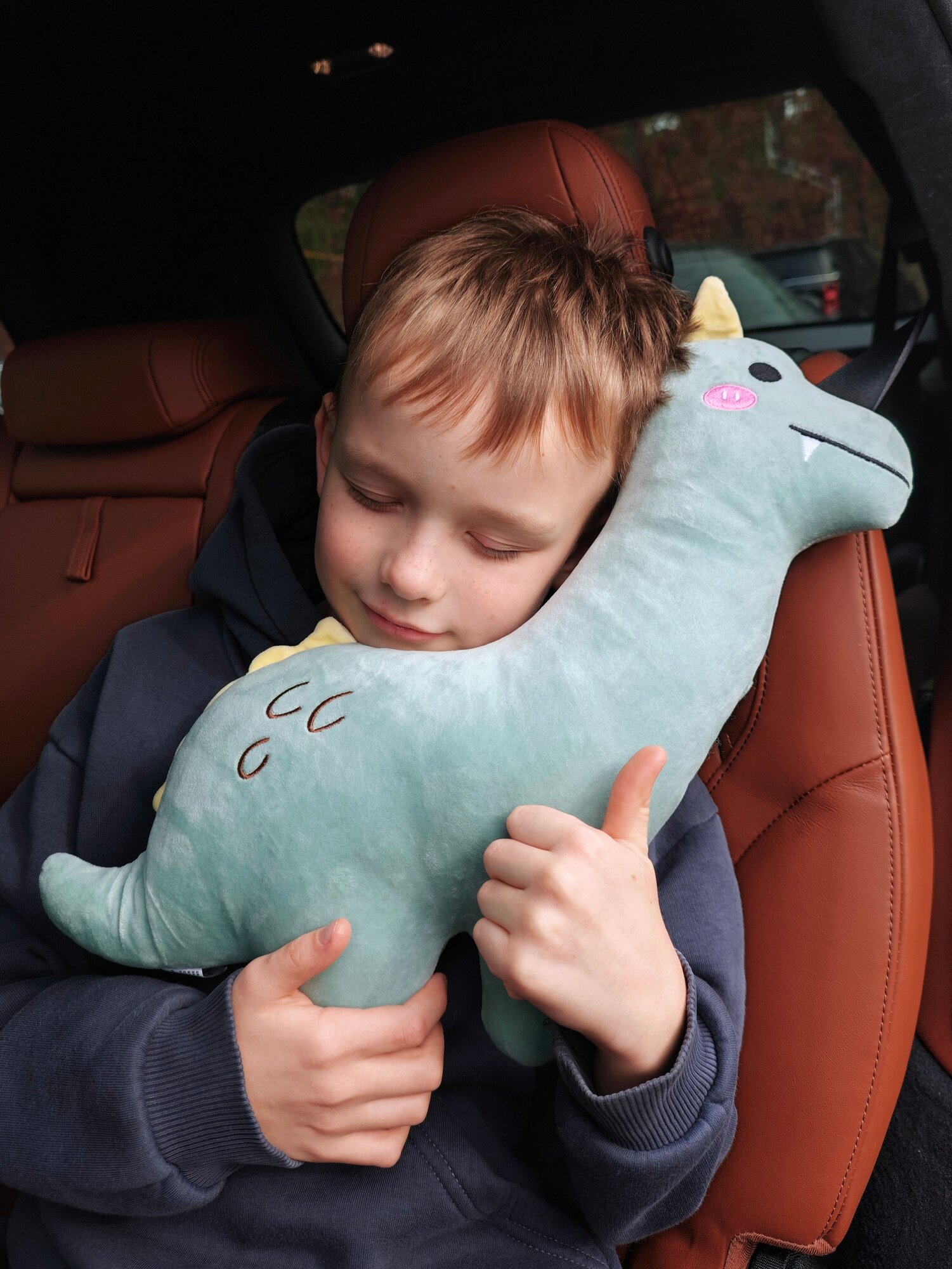 Подушка автомобильная детская для шеи, на липучке, динозавр