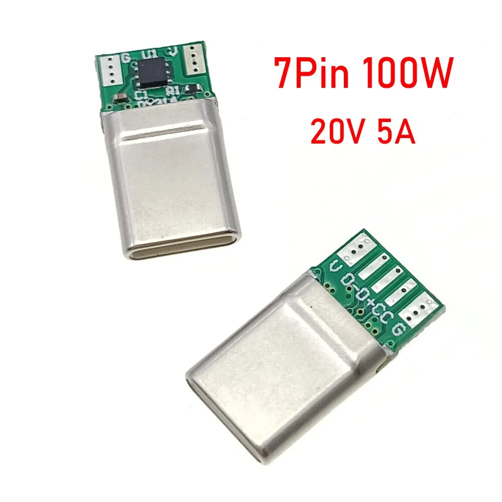 Разъем TYPE-C для пайки, PD100W, USB 3.1, 20V, 5.0 А, 7pin, 1 шт