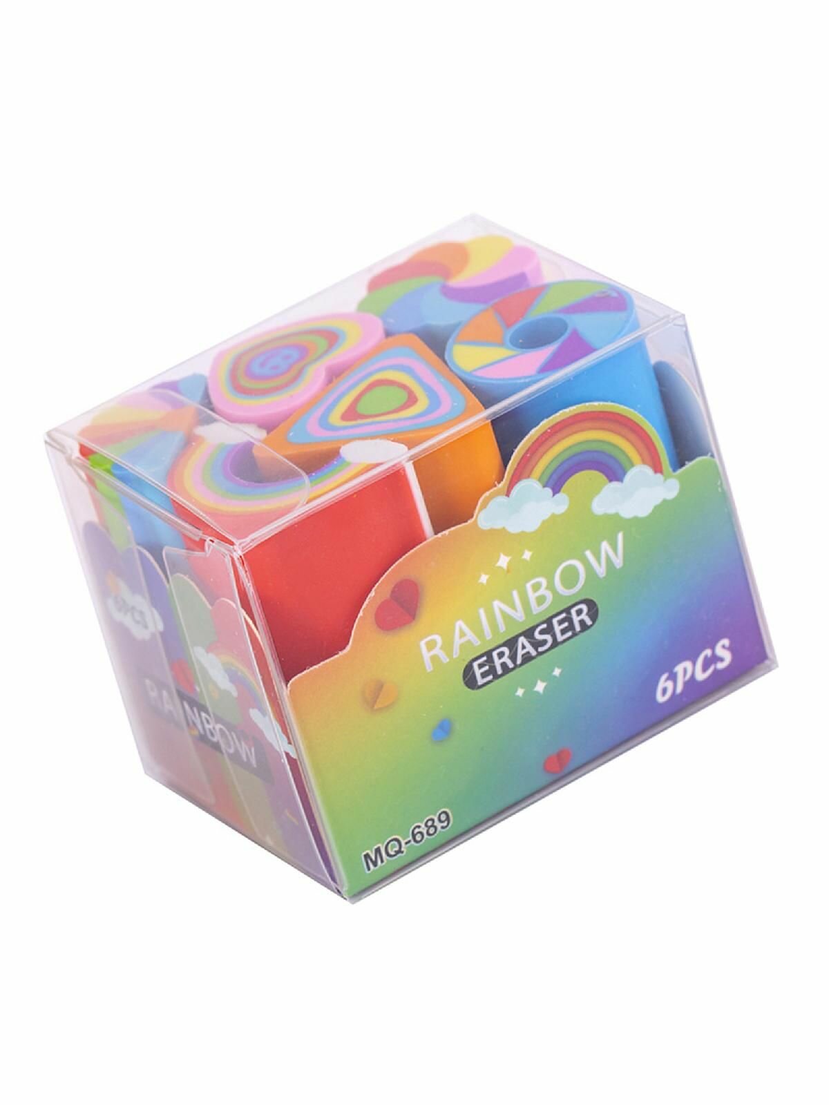 6 шт. Ластики для рисования Love Heart Pencil Erasers Радужные ластики детей