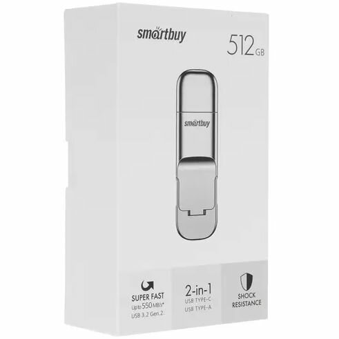 Память USB Flash 512 ГБ Smartbuy M5 512Gb (SB512GBM5) - USB 3.2 Gen2, до 550 Мбайт/сек, монолит с колпачком, металл