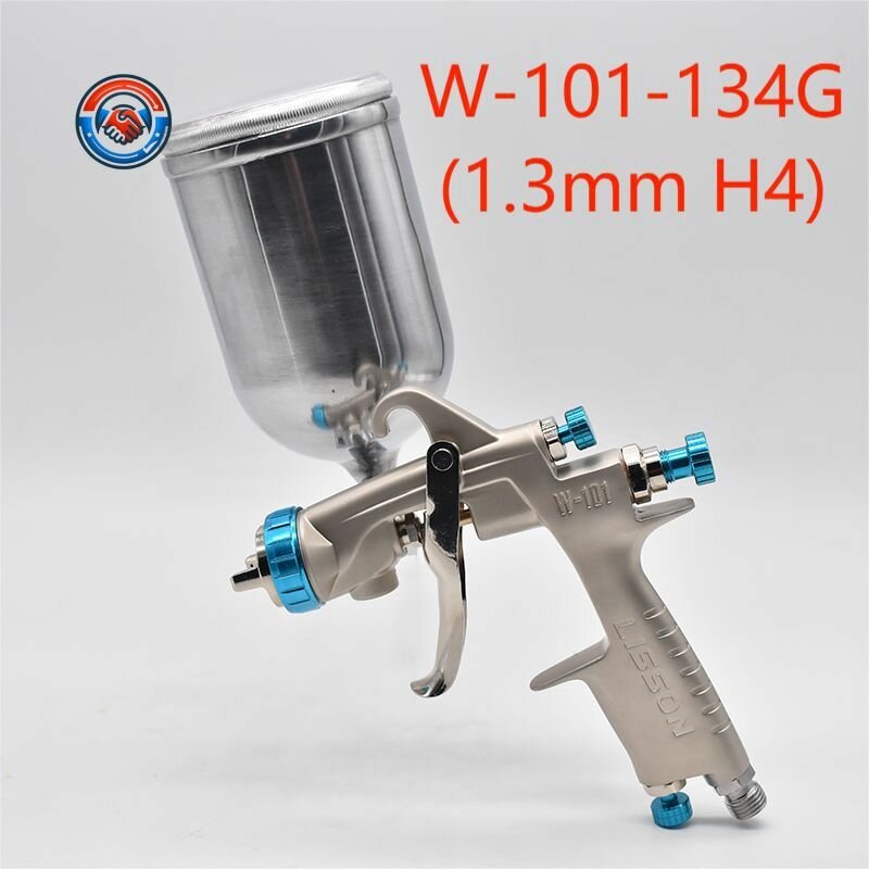 Пневмокраскопульт для равномерного окрашивания, комплект сопел 1,0-1,8 мм, подключение G 1/4, оптимальное давление 3-4 бар, идеален для автомобиля и мебели