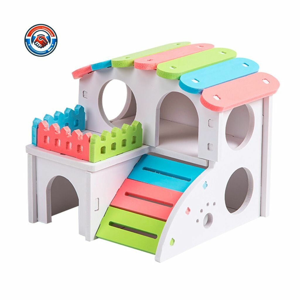 Двухэтажный цветной домик для хомячков и мелких грызунов, пластиковая вилла-убежище своими руками, лестница и несколько входов, уютное гнездо для сна и игры