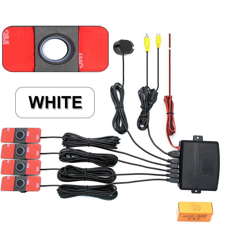 Двойной процессор AHD/CVBS, датчик видеопарковки, обратный резервный радар, детектор помощи, монитор, оригинальный датчик плоскости 13,5 мм, White