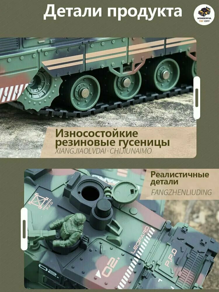 Радиоуправляемый танк 1:24 "Реалистичный", 2.4 ГГц, темно-зелёный
