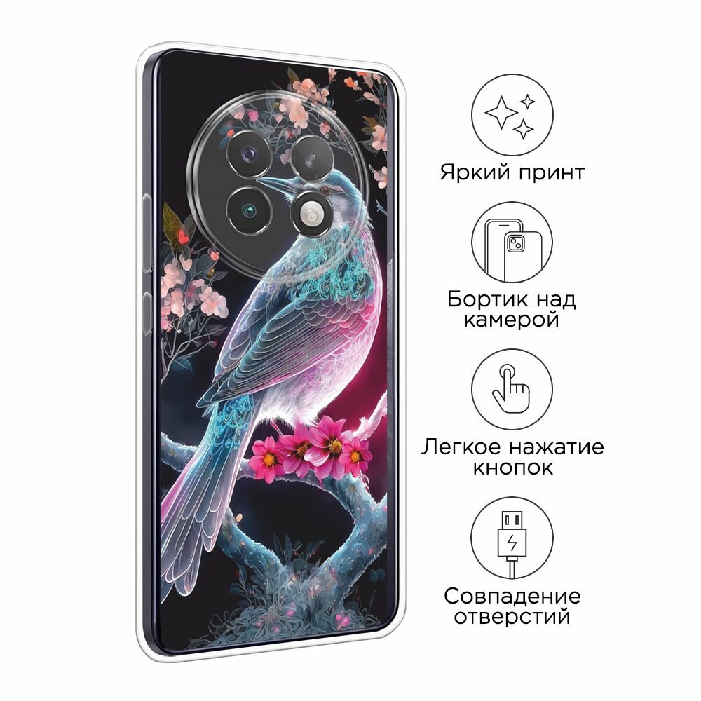 Чехол на Realme 13+ / Реалми 13+ с принтом "Птица на цветущем дереве" — фото 1