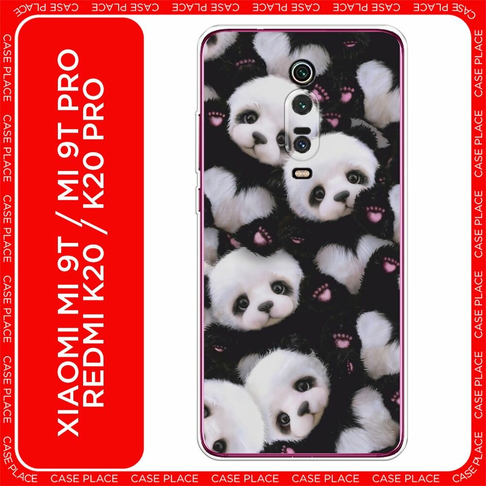 Чехол на Xiaomi Redmi K20/K20 Pro/Mi 9T/9T Pro / Сяоми Редми К20/K20 Pro/Mi 9T/9T Pro с принтом "Море панд"