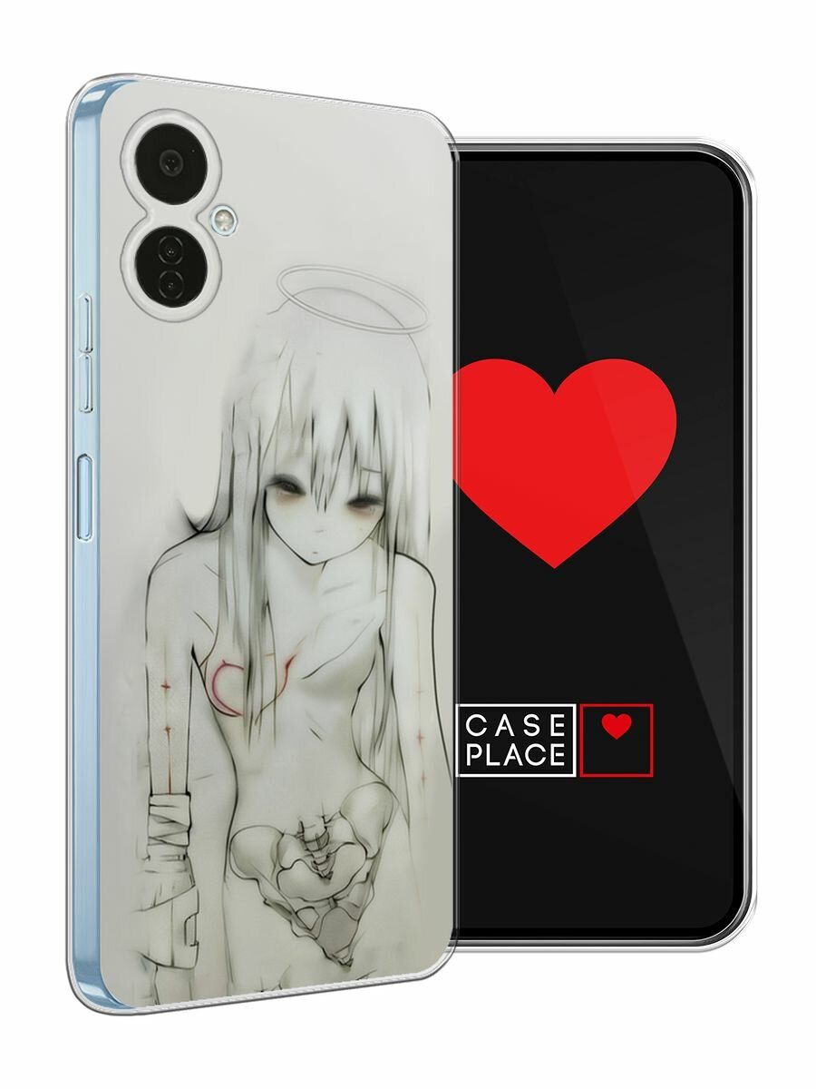 Чехол на Tecno Camon 19 Neo / Техно Камон 19 Нео с принтом "Аниме рисунок чёрно-белый" — фото 1