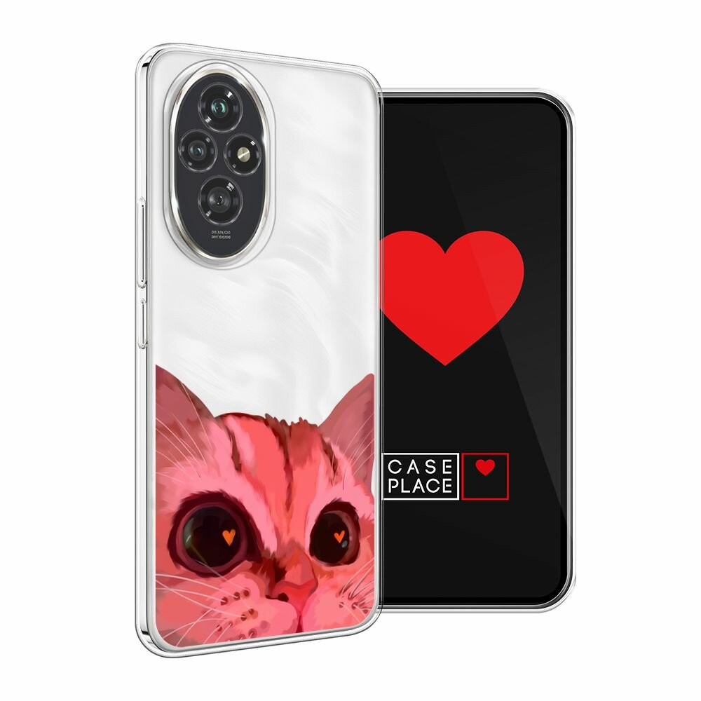 Чехол на Honor 200 / Хонор 200 с принтом "Affectionate cat - 8 марта", прозрачный — фото 1