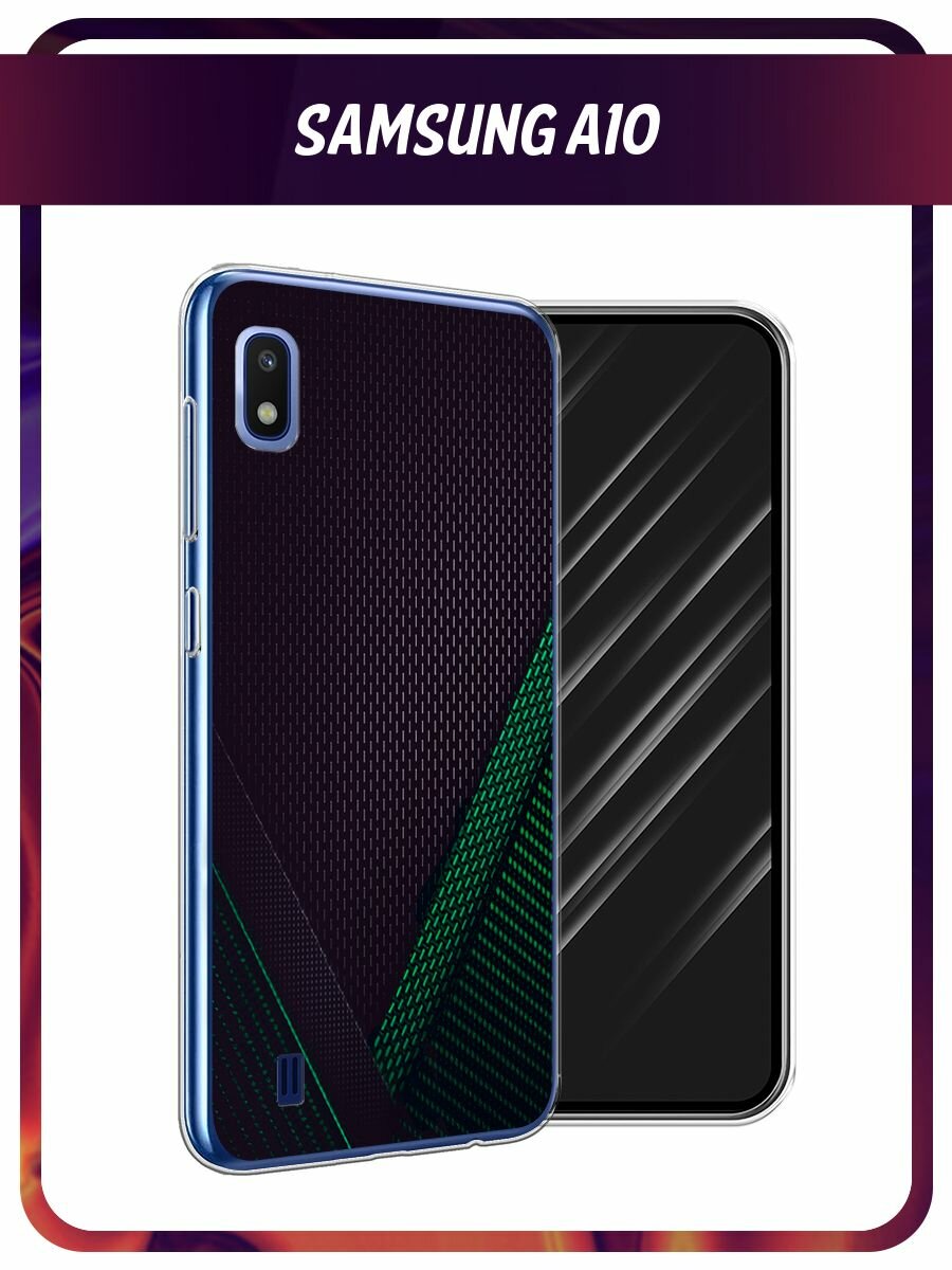 Чехол на Samsung Galaxy A10 / Самсунг Галакси А10 с принтом "Зеленый карбон"