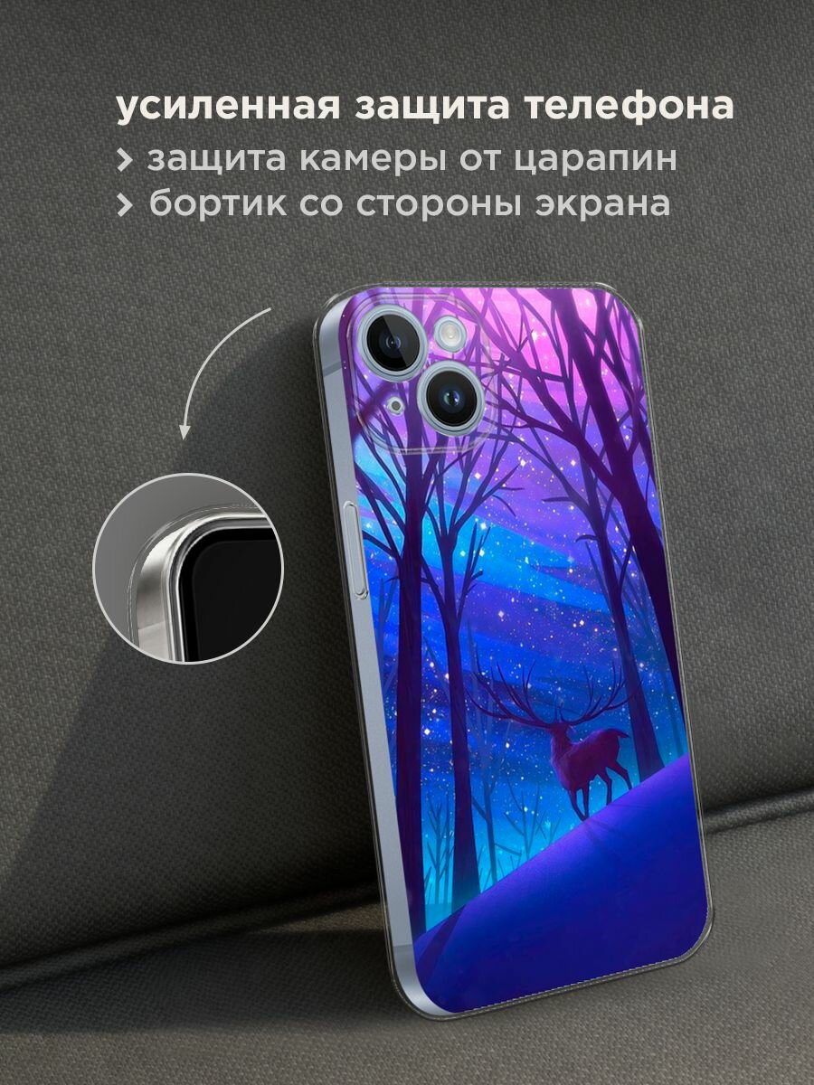 Чехол на Apple iPhone 14 / Айфон 14 с принтом "Северный олень" — фото 1