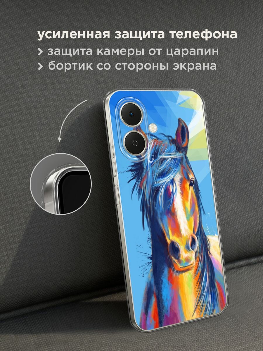 Чехол на Tecno Spark Go 2 / Текно Спарк Го 2 с принтом "Лошадь арт 3" — фото 1