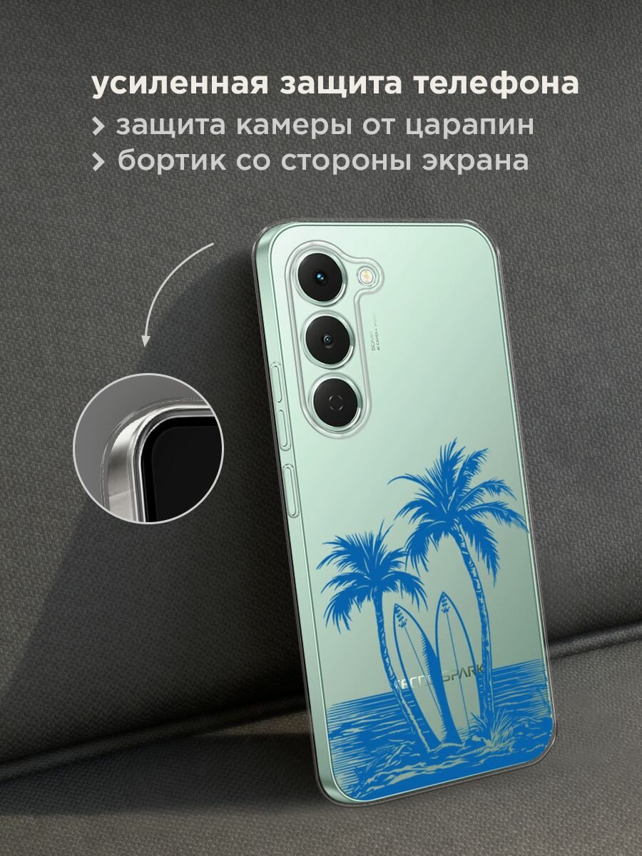Чехол на Tecno Spark 40 Pro / Текно Спарк 40 Про с принтом "Сёрфинг на островах 1", прозрачный — фото 1