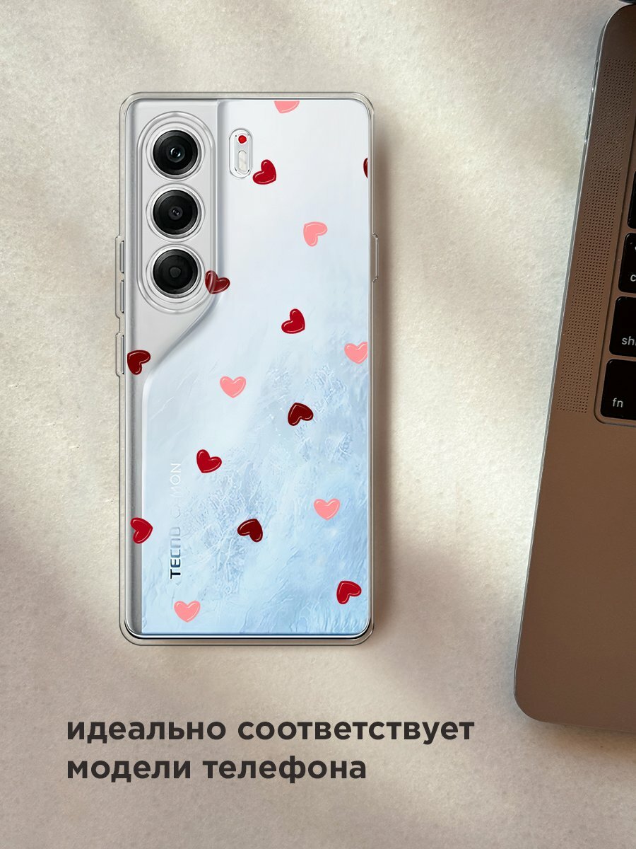 Чехол на Tecno Camon 40 Pro 5G / Текно Камон 40 Про 5G с принтом "Бордовые сердечки 2" — фото 1