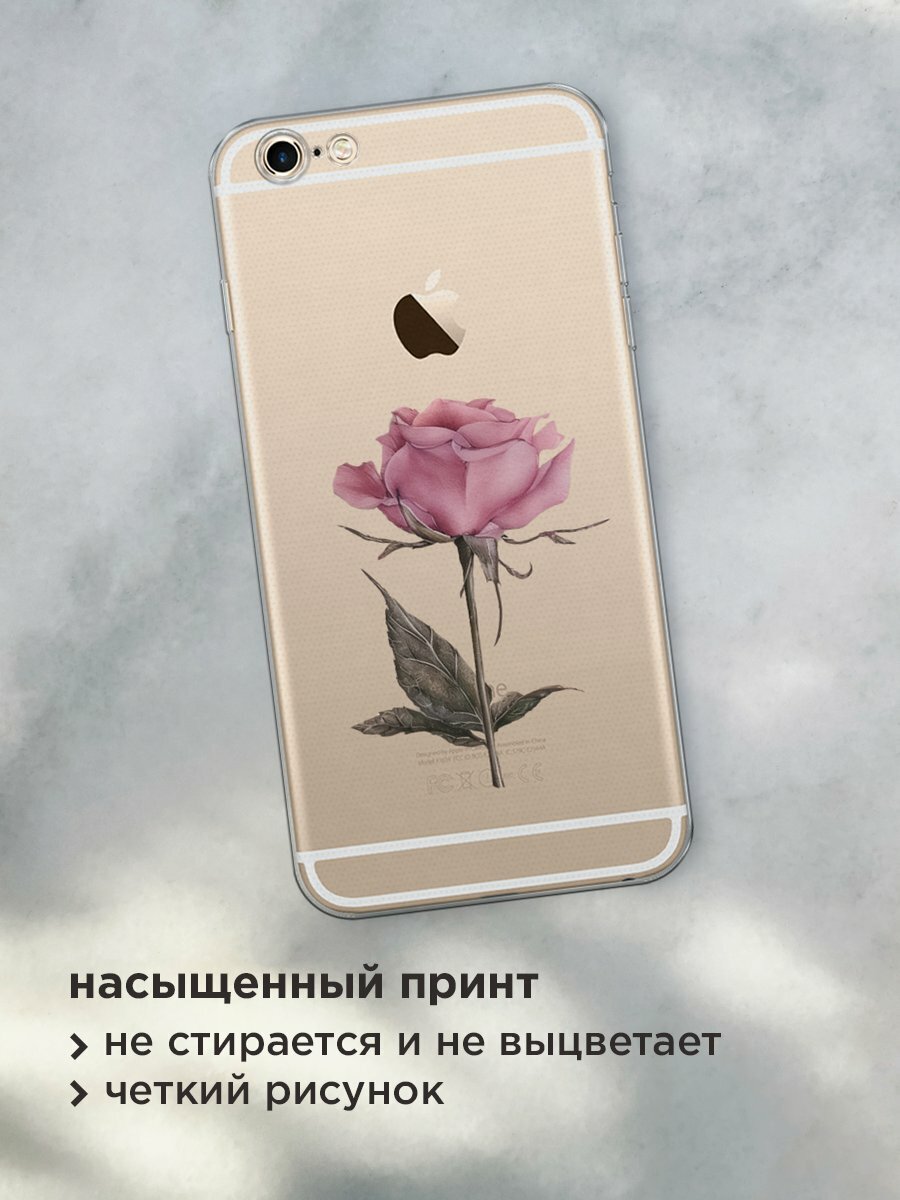 Чехол на Apple iPhone 6 Plus/6S Plus / Айфон 6 Плюс/Айфон 6С Плюс с принтом "Меланхоличная роза", прозрачный — фото 1